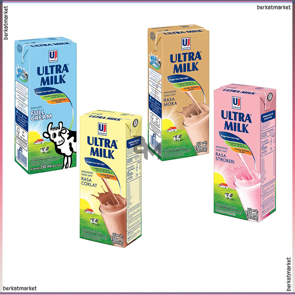 Jual Susu Ultra Milk Uht Coklat Full Cream Strawberry Moka 250ml 125ml 200ml 750ml 1000ml 1 L ...