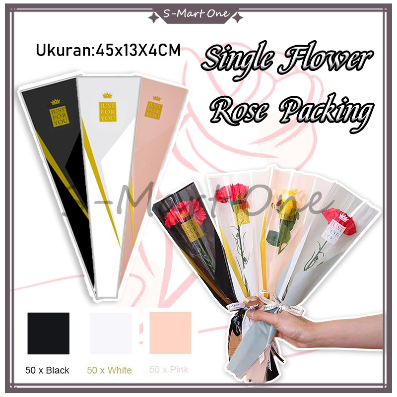 Jual Kertas Pembungkus Buket Satu Bunga Mawar /Single rose box /plastik ...