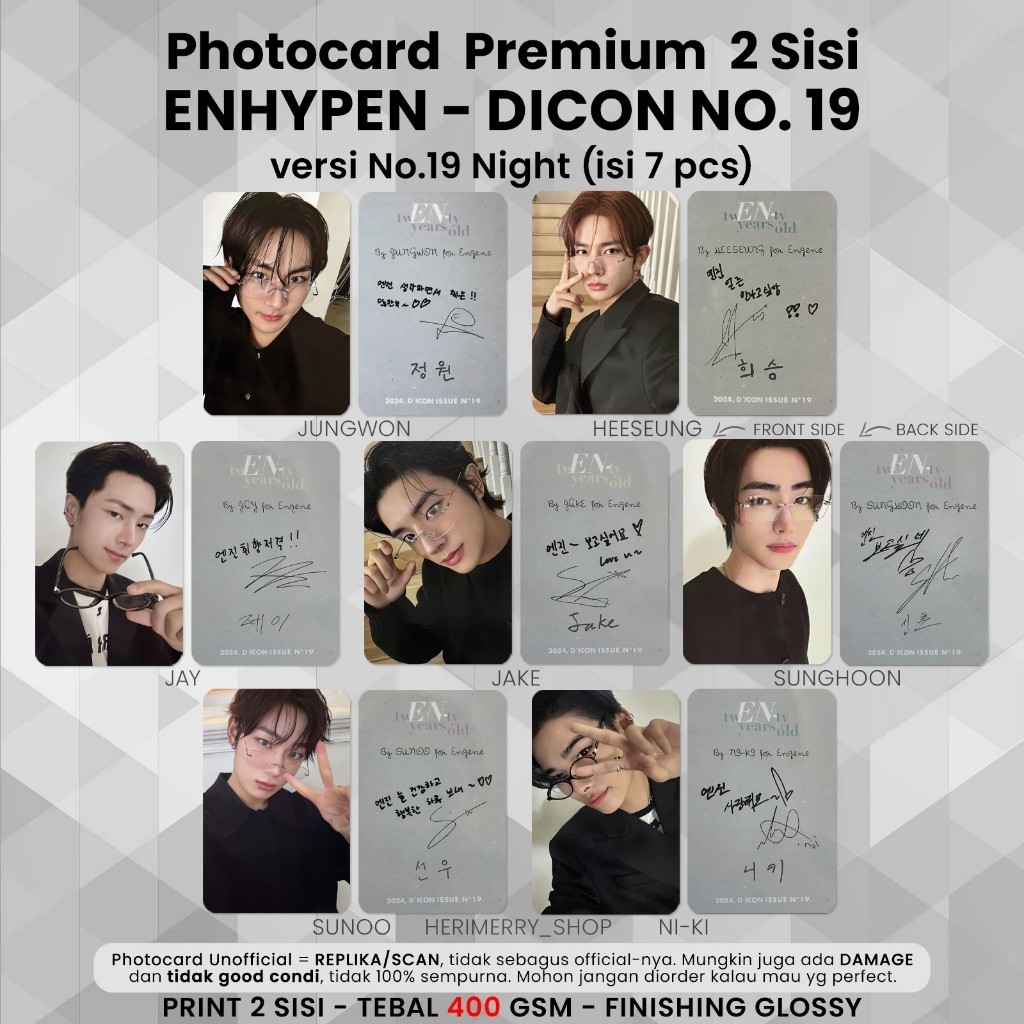Jual (ISI 25 PCS) Photocard ENHYPEN DICON - Potocard PC Enha N19 Premium 1 Sisi Kartu Kpop Merch ...