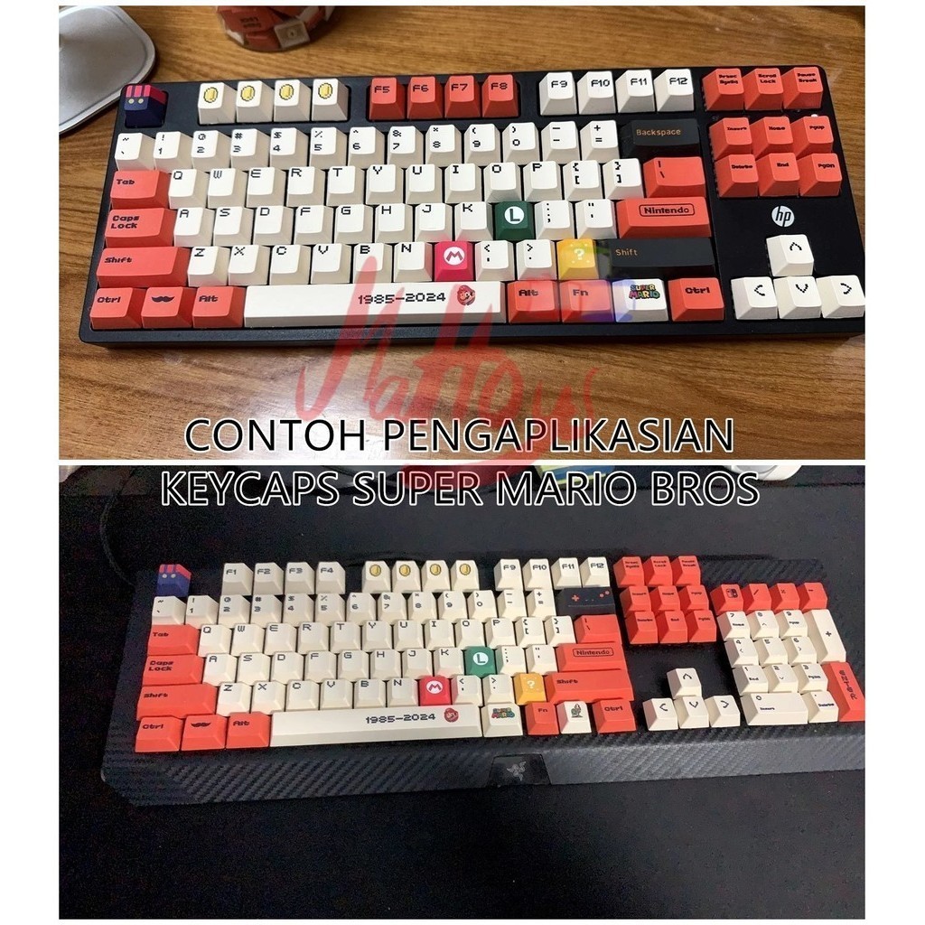 Jual Super Mario Bros keycap PBT Dyesub profil Cherry 124key mechanical ...