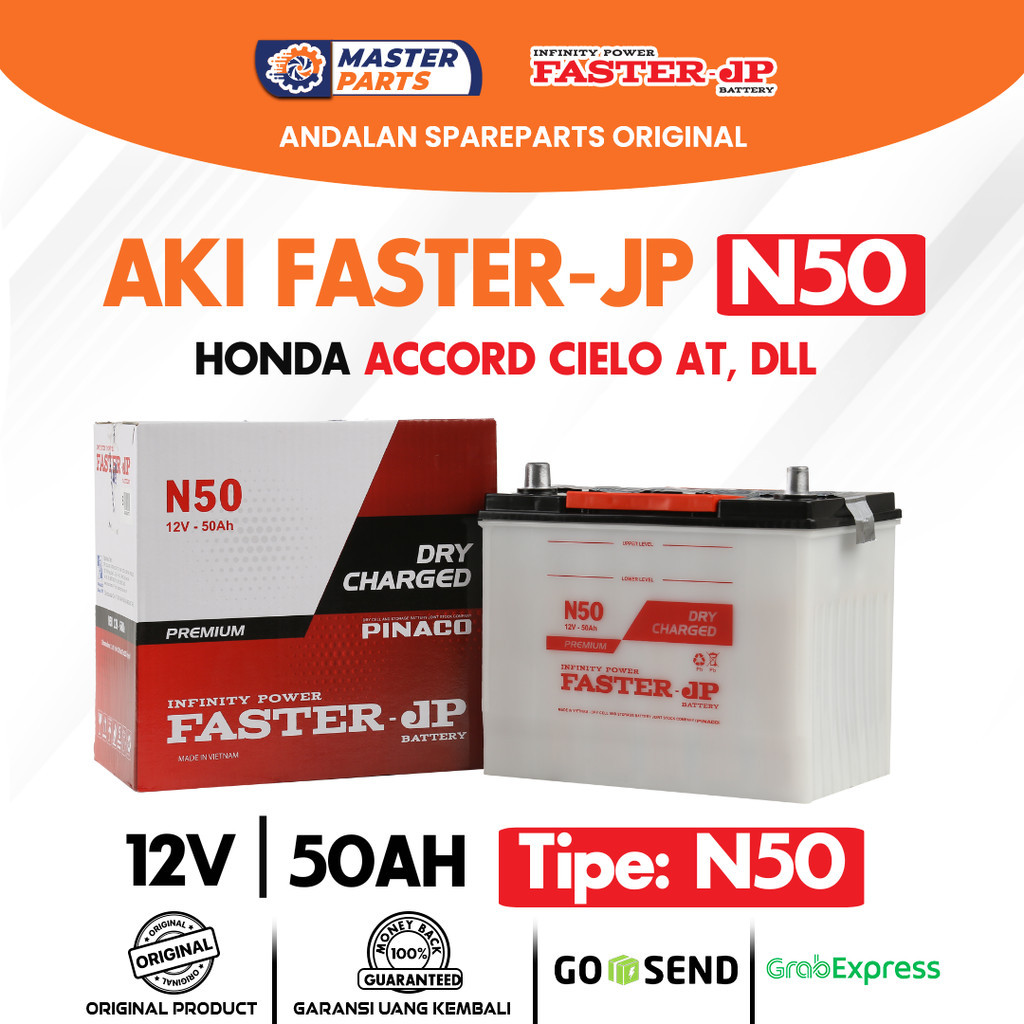 Jual Aki Faster JP N50 12V 50Ah untuk Honda Accord Cielo AT | Shopee Indonesia