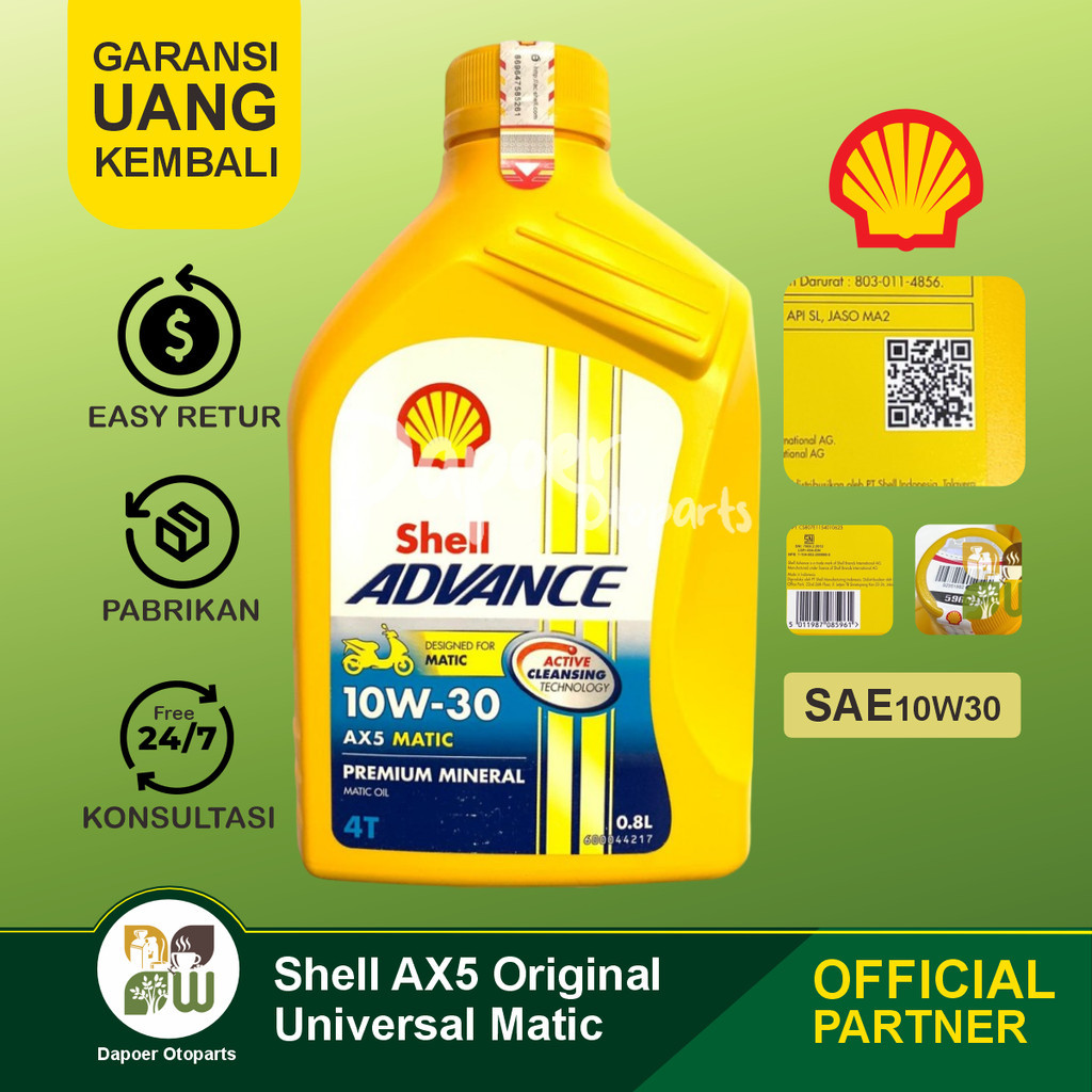 Jual Oli Shell Matic AX5 Scooter Motor Matik 800ml Premium Mineral Oil ...