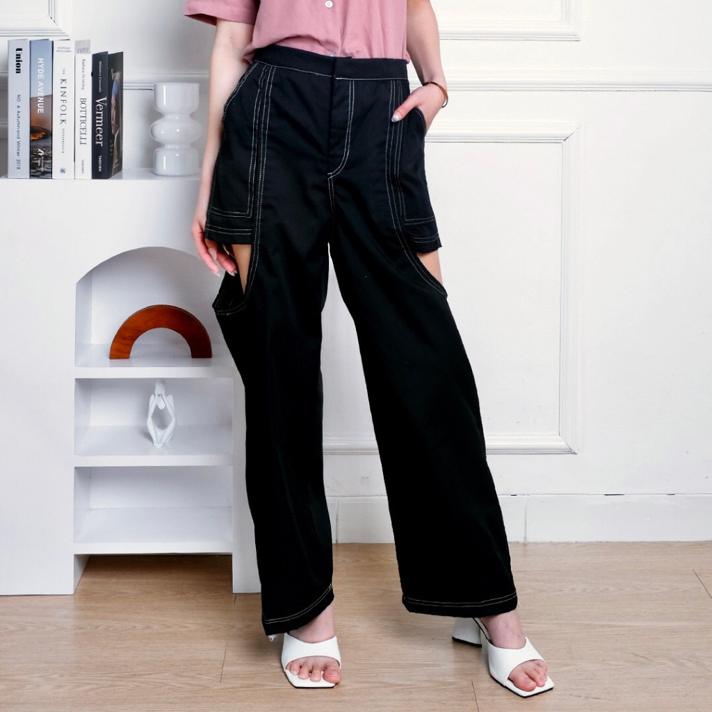 Jual Duvelle Alya Highwaist Cargo Pants / Cargo Loose Pants Wanita / Celana Cargo Highwaist ...