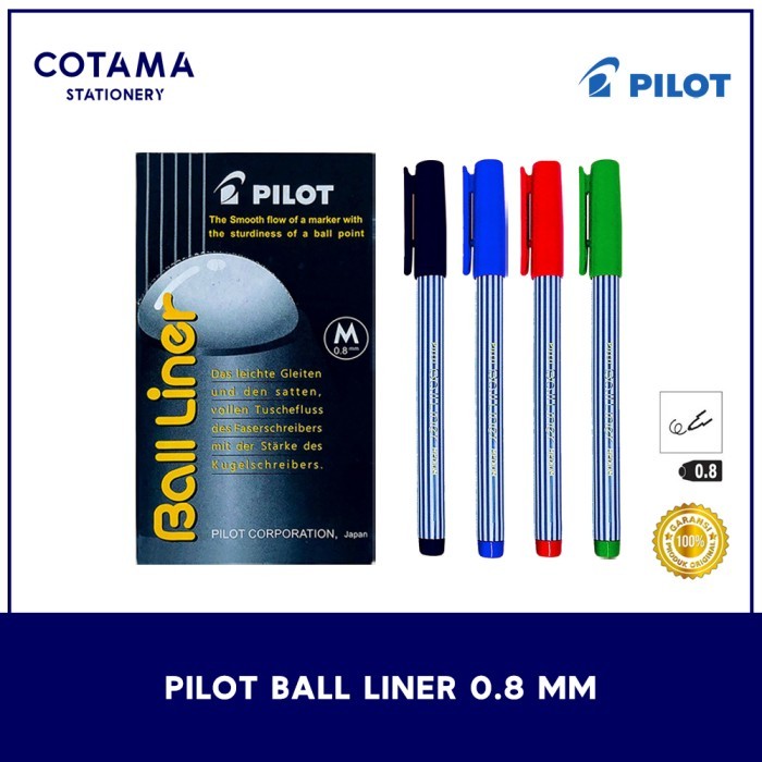 Jual Pulpen Pilot Balliner / Bolpoin Ball Liner 0.8 mm - Hitam Biru ...