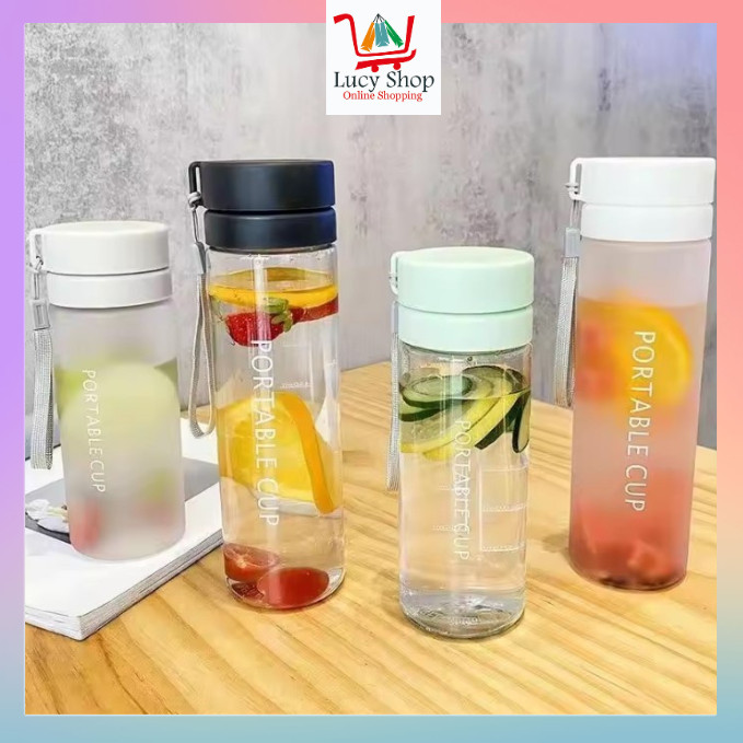 Jual Botol Minum Portable Cup Bening 600 ML Ada Tali Bottle Tumbler ...