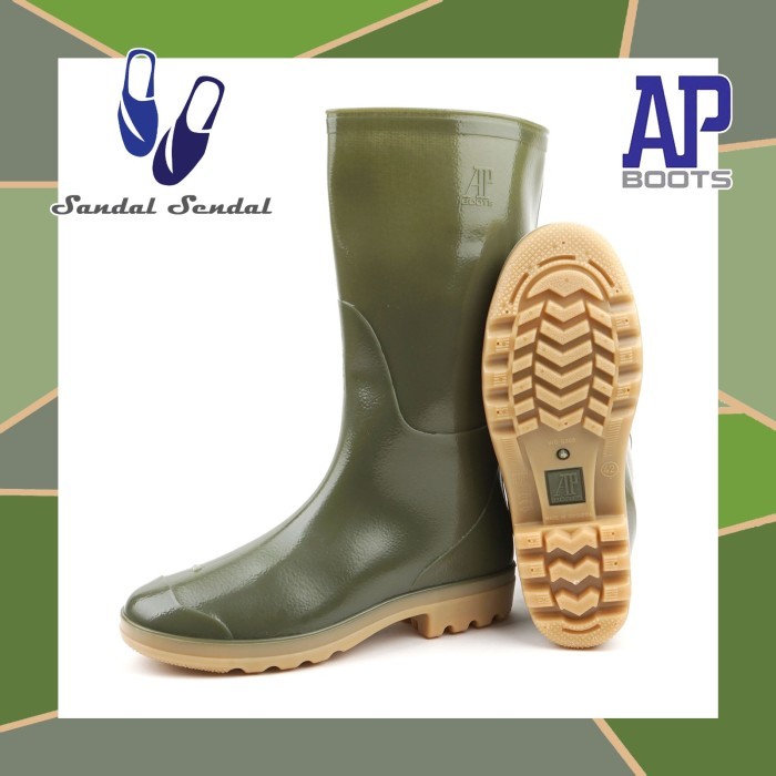 Jual Sepatu Boot Tinggi AP Boots AP 9303 Hijau Sepatu Karet Pria ...