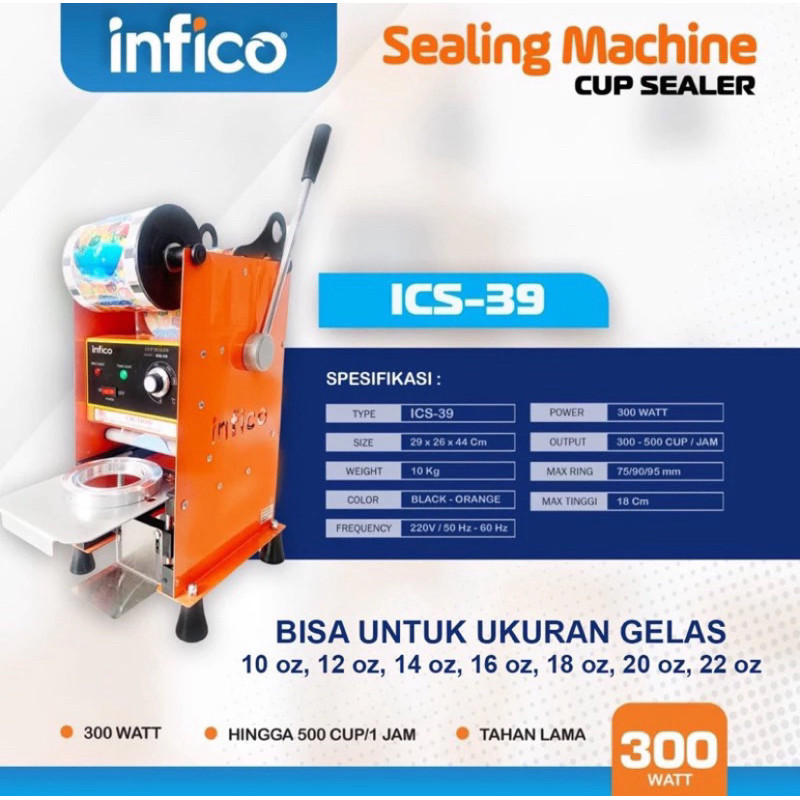 Jual CUP SEALER MESIN PRESS TUTUP GELAS 10oz - 22oz INFICO C39 C 39 C37 ...