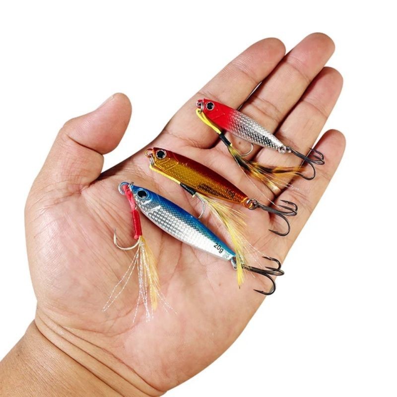Jual metal jig mikro 10, 15, 20 gram lengkap dengan assist hook dan trebel hook | Shopee Indonesia