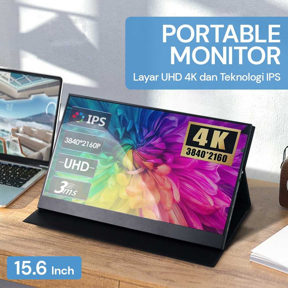 Jual Layar Monitor JASUPER Portable Monitor UHD 15.6 Inch 4K IPS 60Hz ...