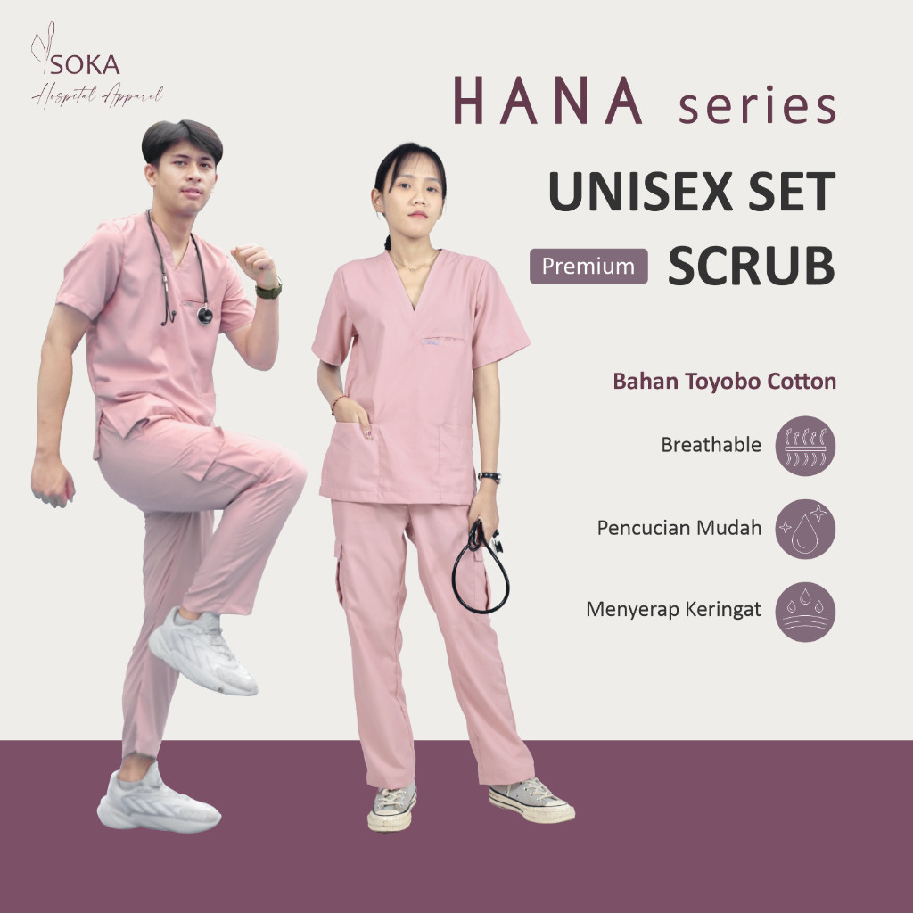 Jual Set Baju Jaga Lengan Pendek - HANA Scrubs Series (Pink) | Shopee Indonesia