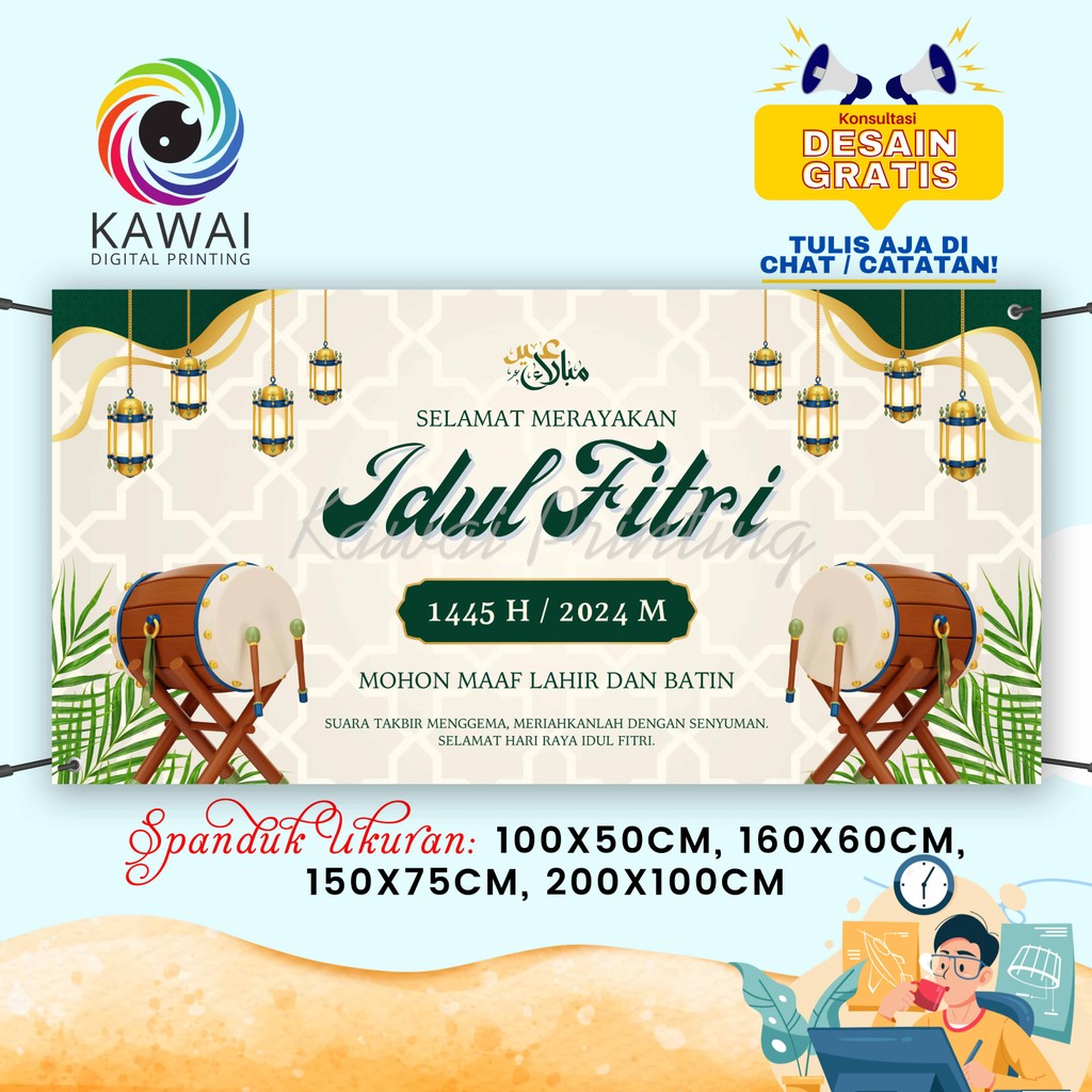 Jual SPANDUK / BANNER Idul Fitri Background Rumput Aesthetic Free ...