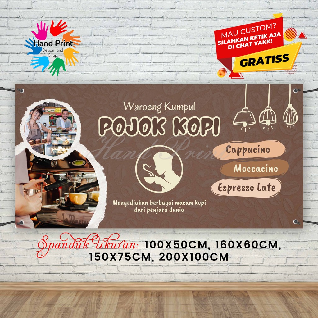 Jual Cetak Spanduk Banner Toko Warung Kopi Cafe Coklat MMT Spanduk ...
