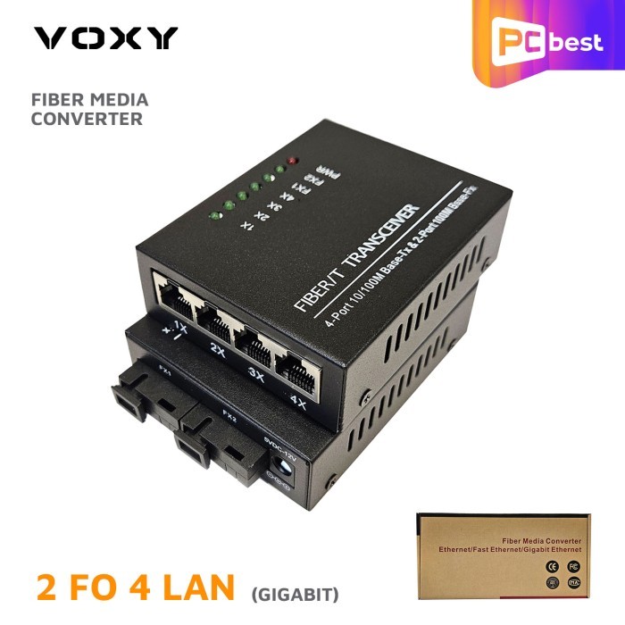 Jual Media Converter 2 FO 4 LAN GIGABIT / Ethernet Switch Fiber Optic 1000Mbps | Shopee Indonesia