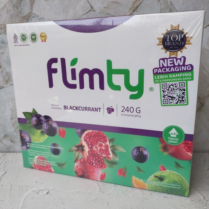 Jual Flimty Fiber Blackcurrant 1 Box 240 Gram isi 16 sachet | Shopee ...
