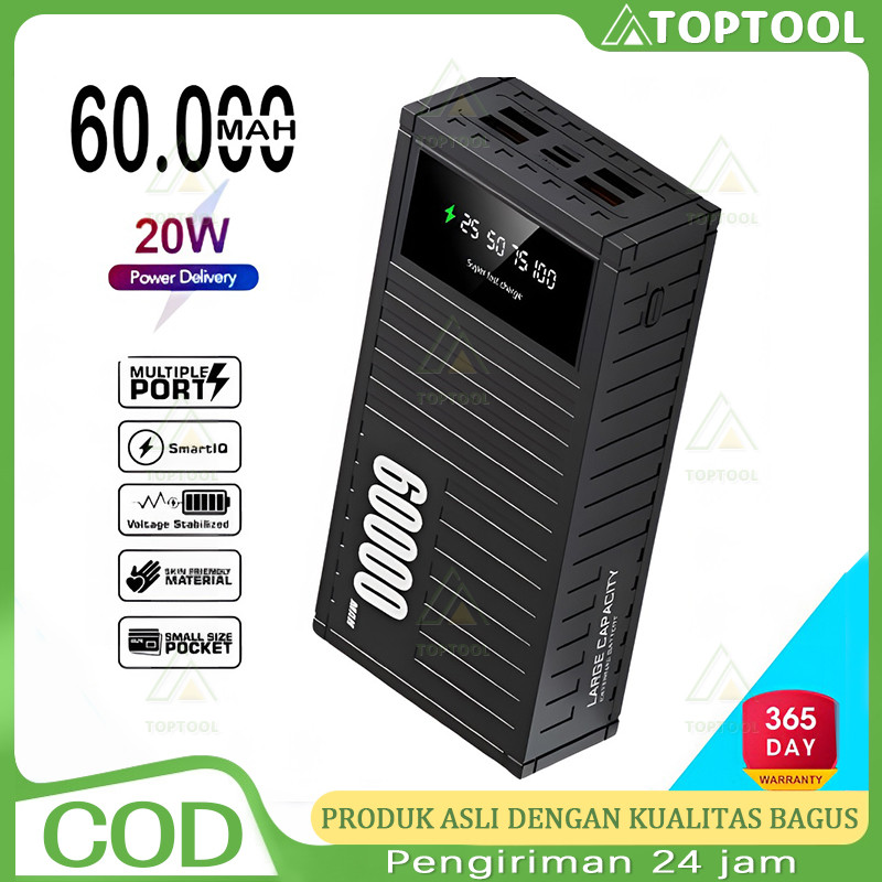 Jual Powerbank 60000 MAH Fast Charging With 4 USB Dual Port Input Led ...