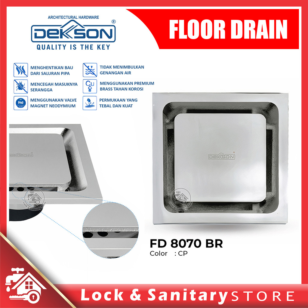 Jual FLOOR DRAIN DEKKSON FD 8070 BR CP MB PB SN GM Saringan Drainase ...