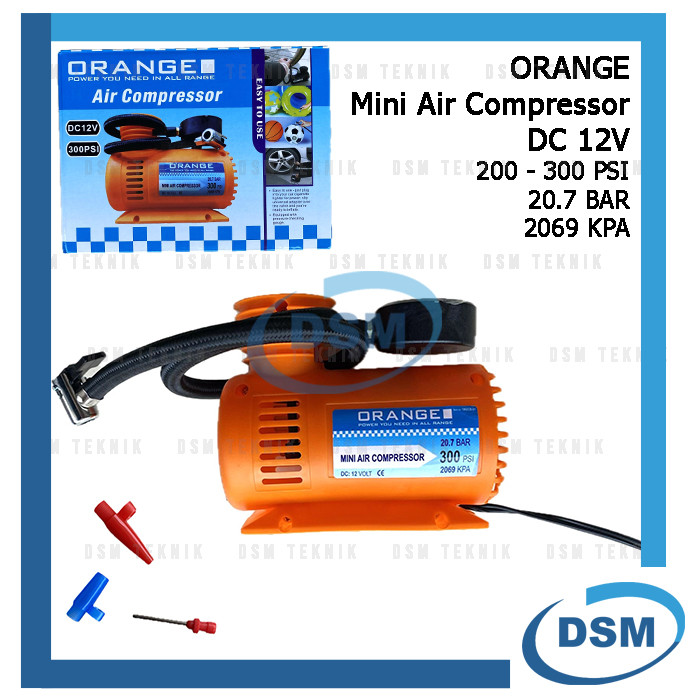 Jual KOMPRESOR ANGIN MINI ORANGE DC 12V - MINI AIR COMPRESSOR - POMPA ...