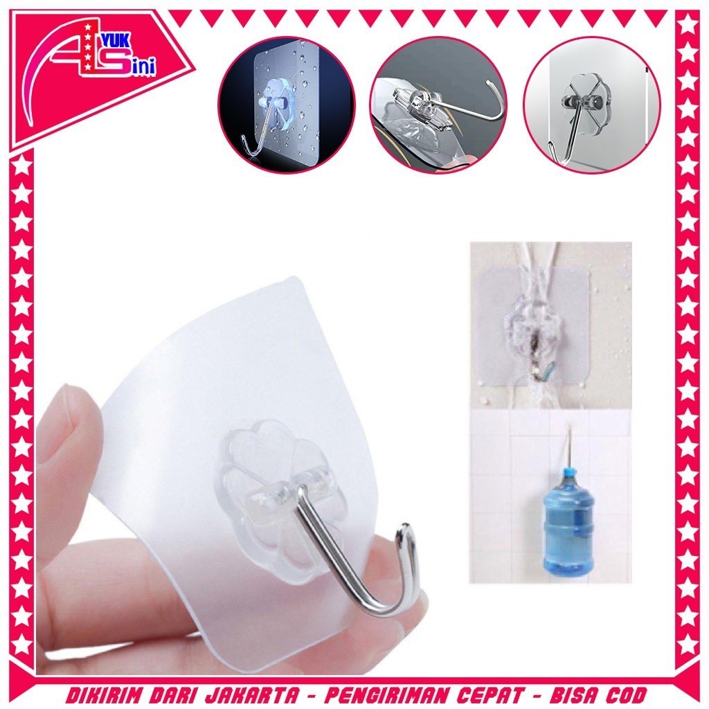 Jual ( F ) AS Gantungan Hook Tempel Transparant Serbaguna Gantungan ...