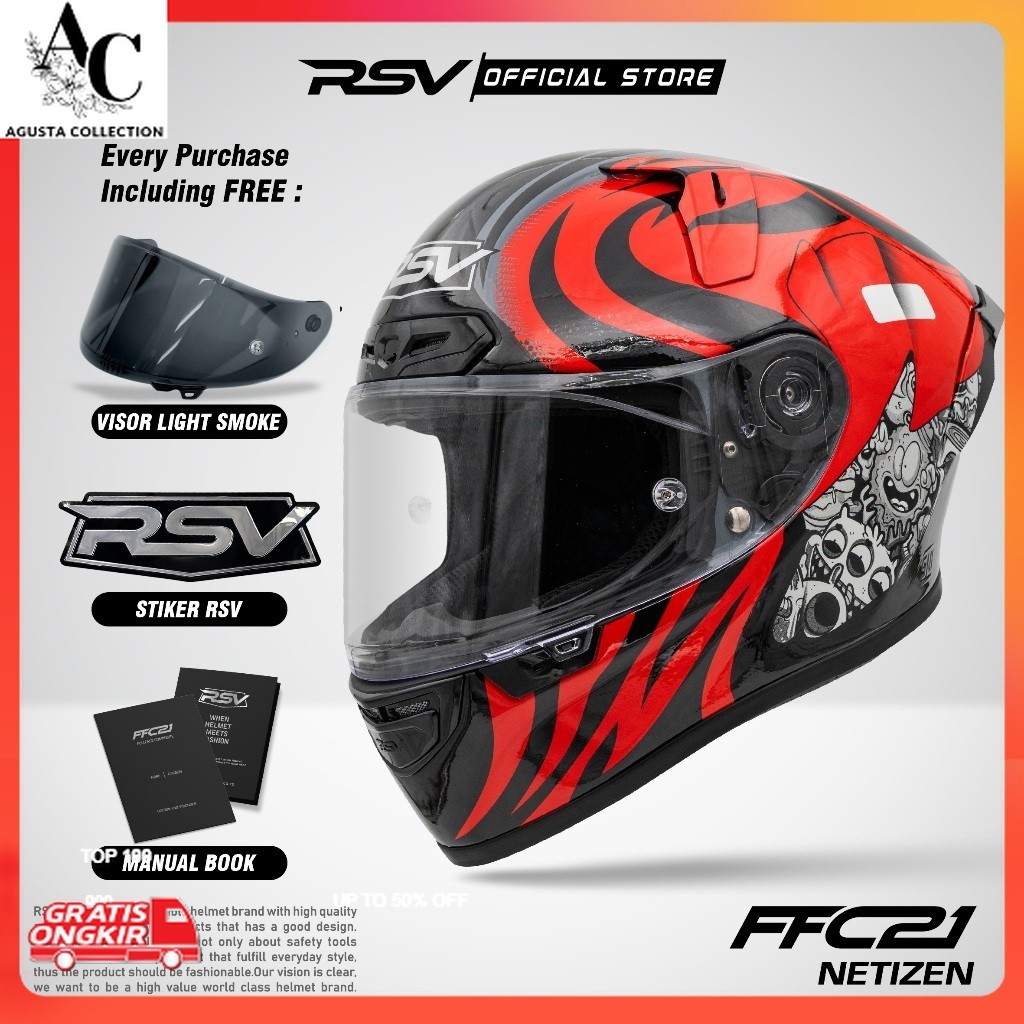 Jual Helm Murah / HELM RSV FFC21 FIBER COMPOSITE NETIZEN | Shopee Indonesia