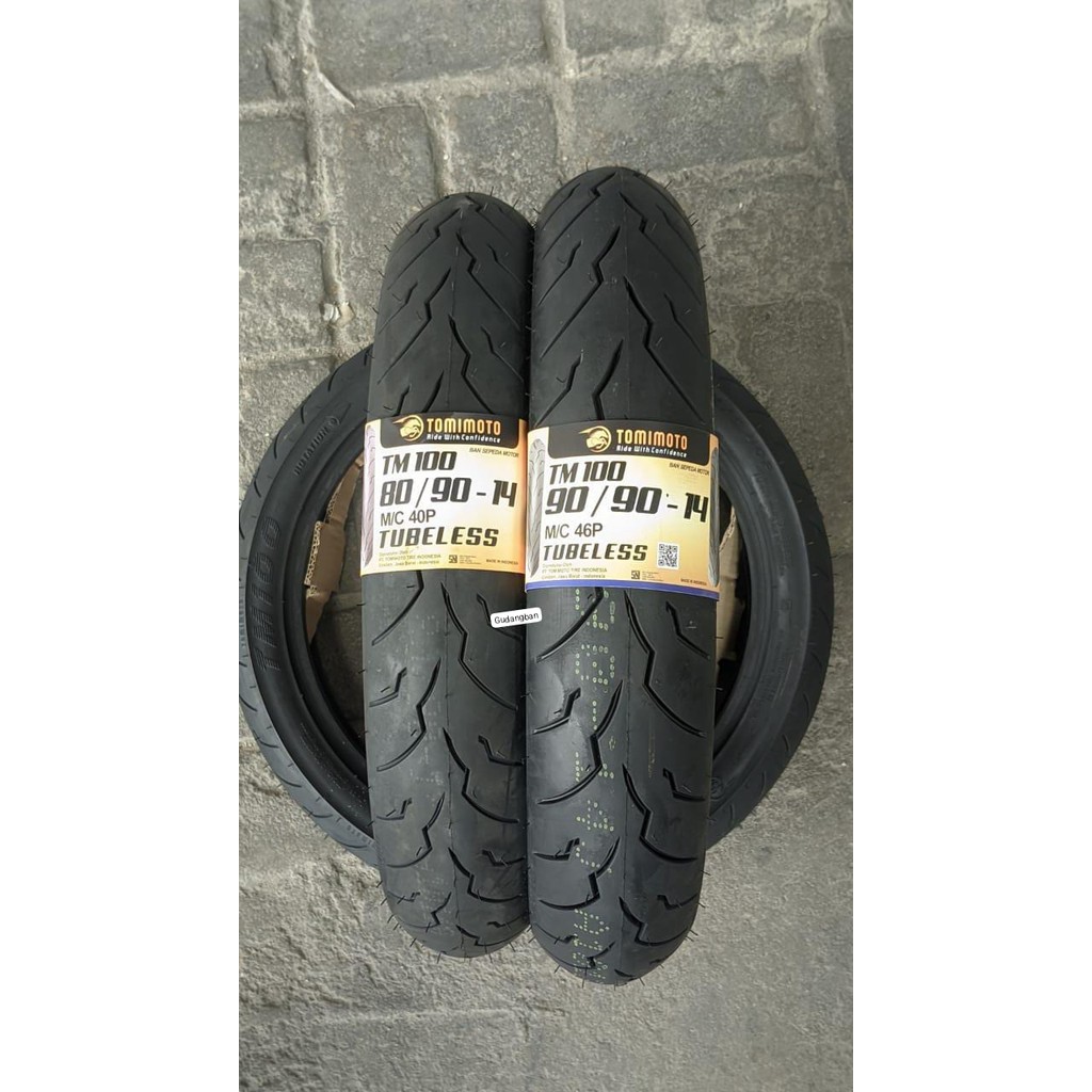 Jual ( PAKET 2 BAN ) TM100 !! TOMIMOTO 80 90 14 dan 90 90 14 TM 100 WET LOOK Sporty Tubeless ...