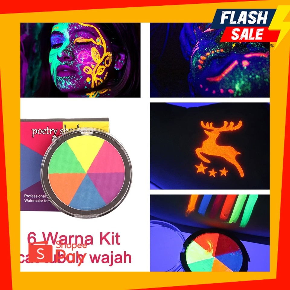 Jual HALOWEEN 10.10 | Glow In The Dark Face Paint 6 Warna Cat Lukis ...
