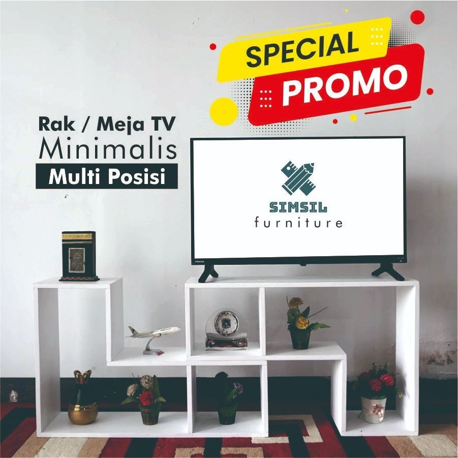 Jual SIMSIL FURNITURE Meja Rak TV Minimalis Kayu Modern bisa Multi Position Aesthetic Serbaguna ...