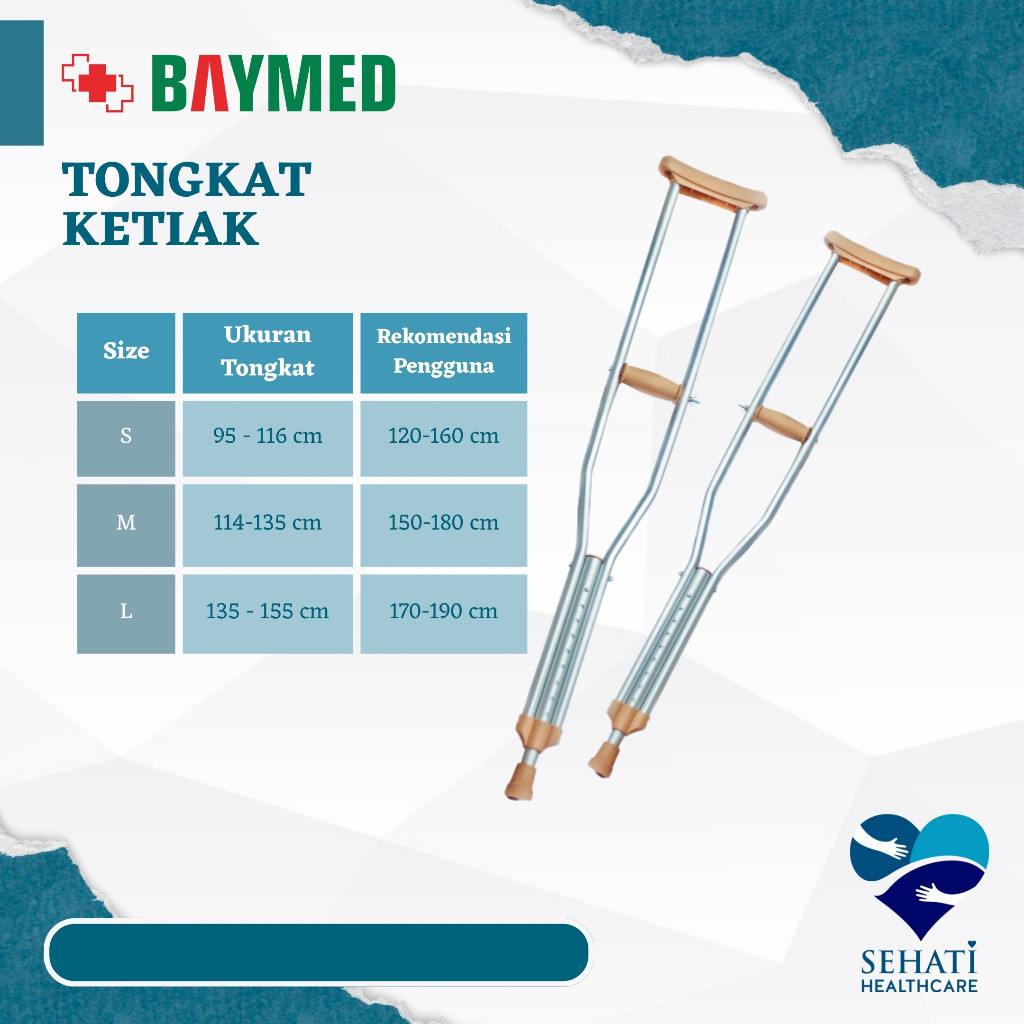 Jual Baymed Crutch Kruk Ketiak Ukuran S M L Tongkat Sepasang Alat Bantu ...