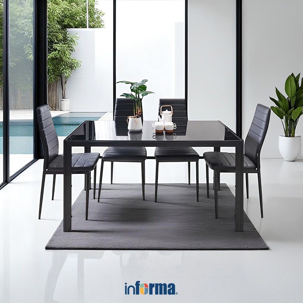 Jual Informa Marven Beta Set Meja Makan 4 Kursi - Hitam Dining Table ...