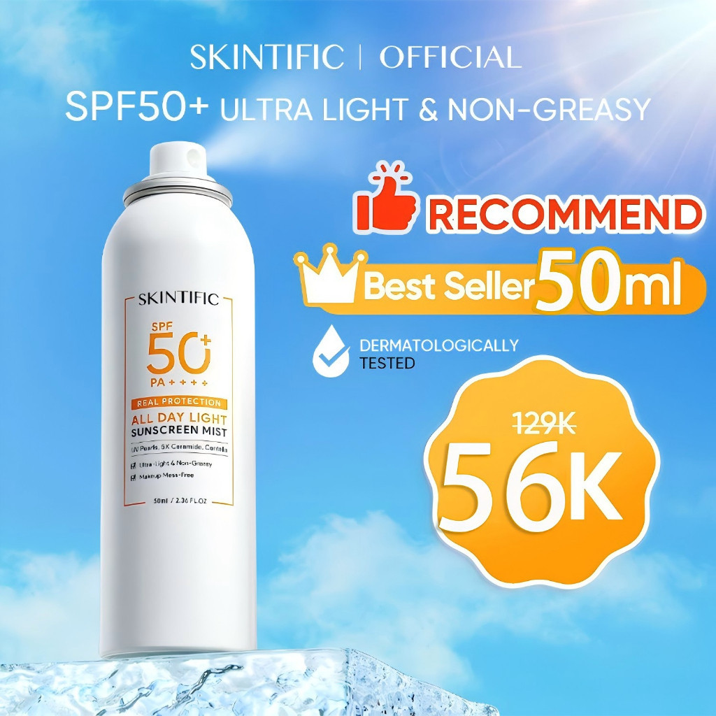 Jual SKINTIFIC - All Day Light Sunscreen Mist SPF 50 PA++++ 70ml | 120ml Sunscreen Spray UV Mist ...