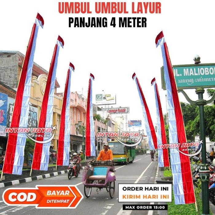 Jual Promo Umbul Umbul Layur Merah Putih Pajang 4 Meter/Umbul2 Rempel ...