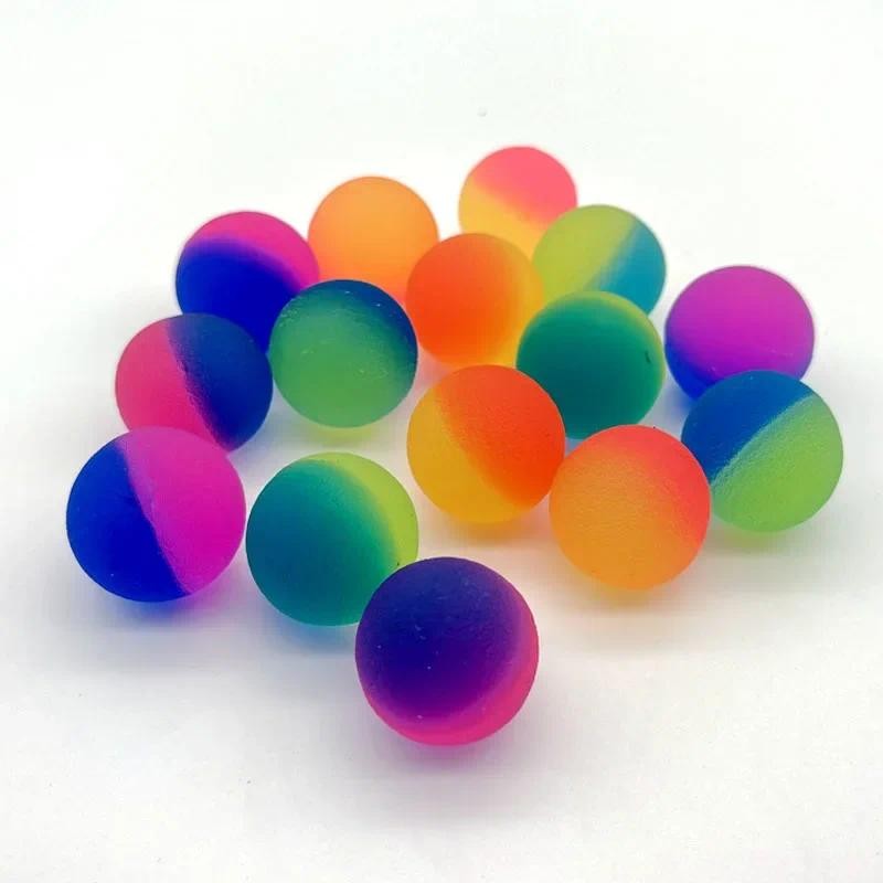 Jual Elastic ball rubber jump rainbow two-color matte solid elastic ...