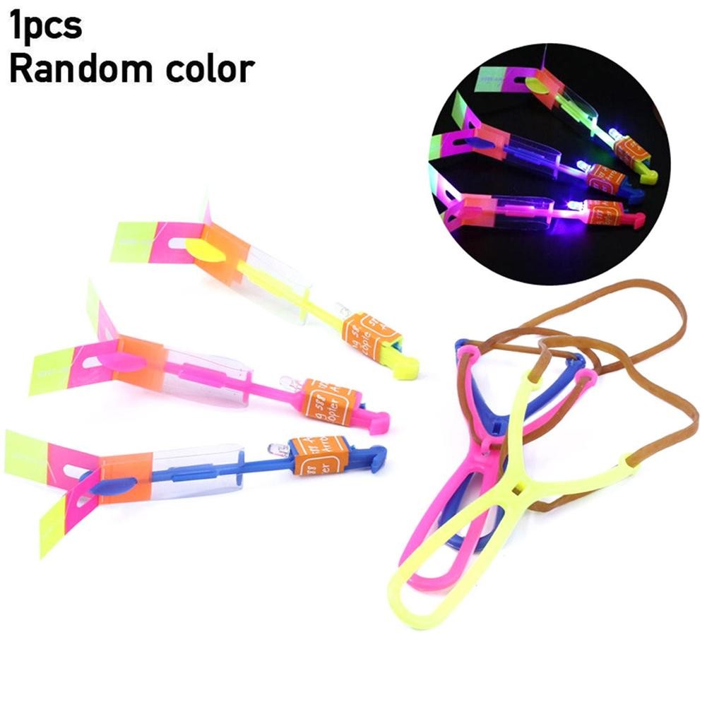 Jual 5/10PCS Led Light Arrow Helicopter Slingshot ejection Flying Toy ...