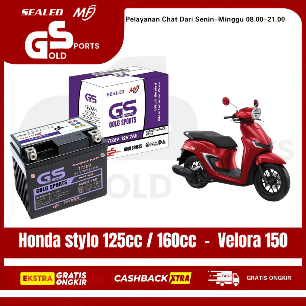 Jual GOLD SPORTS Aki Full Kering Motor HONDA Stylo 125 160cc Velora 150 ...
