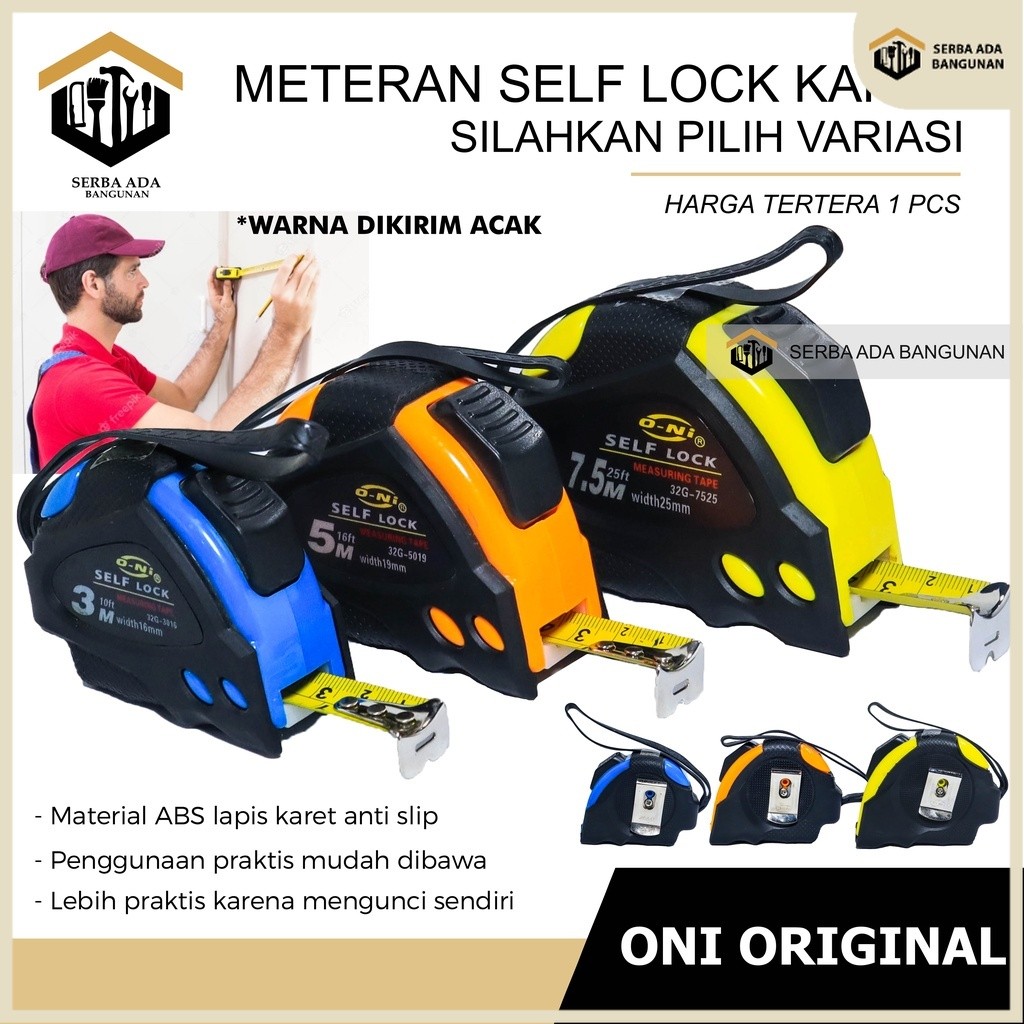 Jual SAB METERAN TANGAN ONI ORIGINAL 100% SELF LOCK 3 M 5 M 7,5 M Meter ...