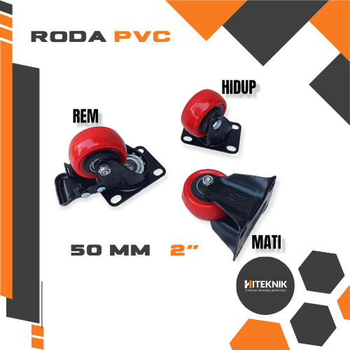 Jual RODA PVC MERAH 2" 2 INCH 50 MM REM HIDUP MATI MERAH HITAM HEAVY ...