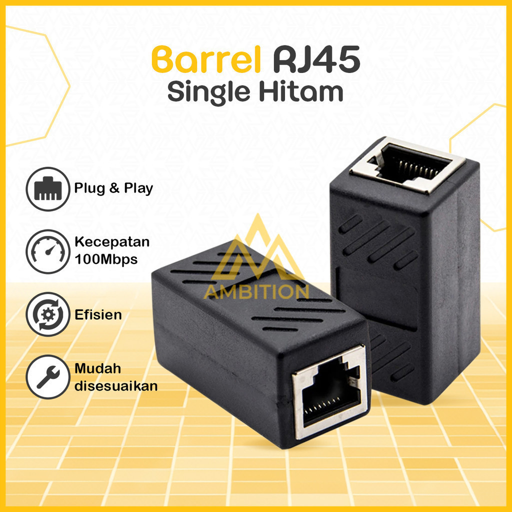 Jual Female to Female Sambungan RJ45 Hitam Konektor Baik Besi [TERMURAH ...