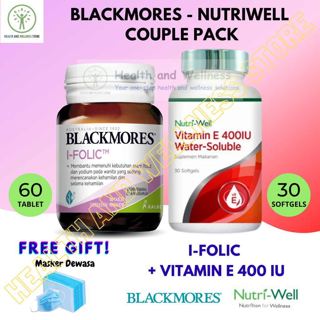 Jual Blackmores I Folic 60 Tablet Nutriwell Vitamin E 400 IU Water Soluble 30 Softgels Paket ...