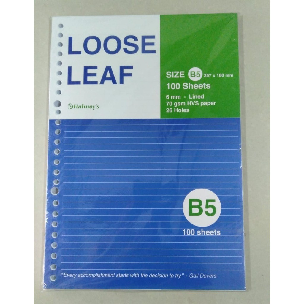 Jual Loose Leaf Kertas Isi File Binder Halmoy refill binder B5 isi 100 lembar | Shopee Indonesia