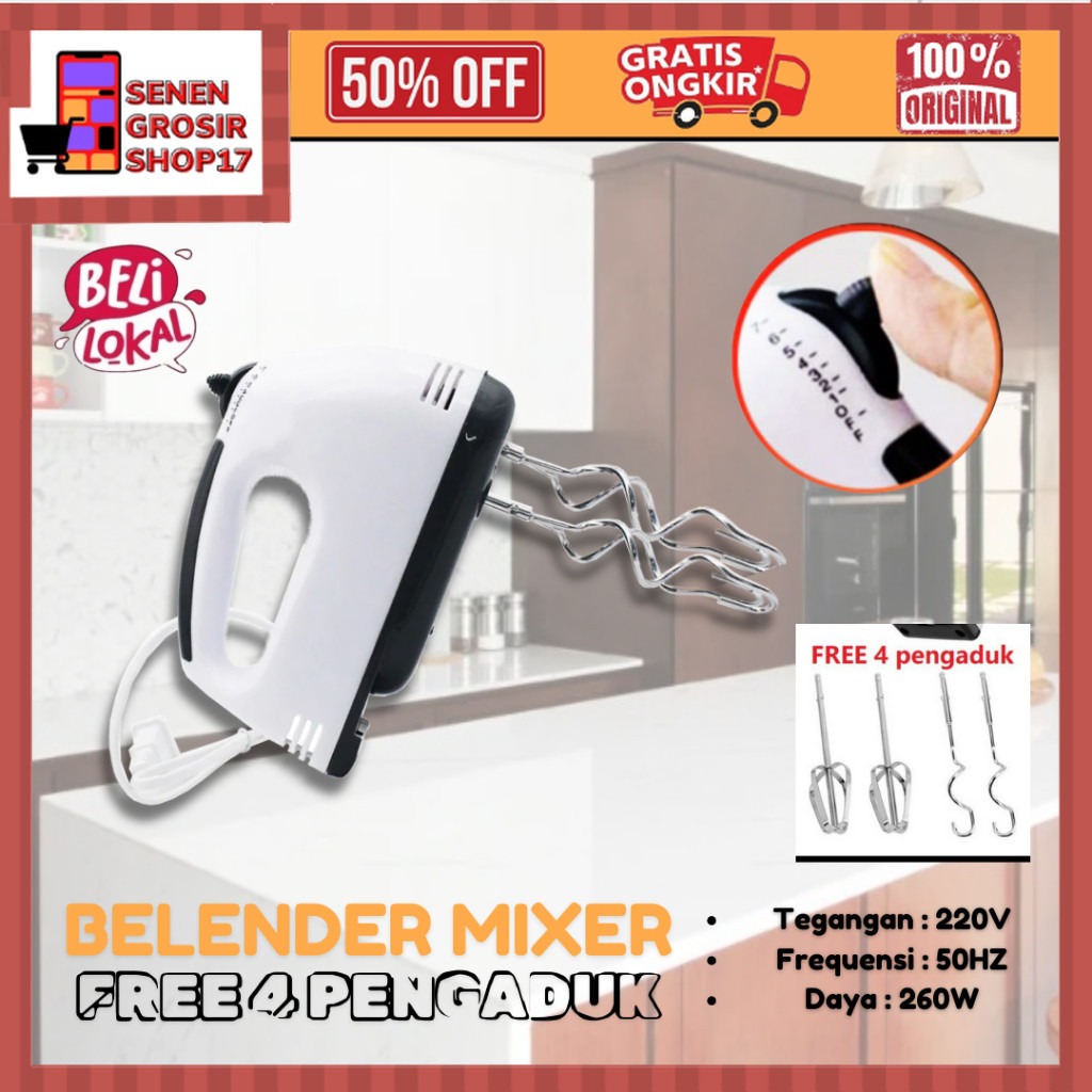 Jual Senen Cod Hand Mixer Elektrik 7 Speed Alat Pengaduk Otomatis 7