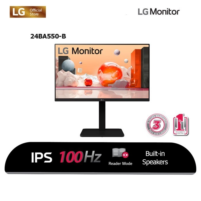 Jual LG 24BA550-B 23.8'' IPS FHD monitor with with Speaker and Height ...