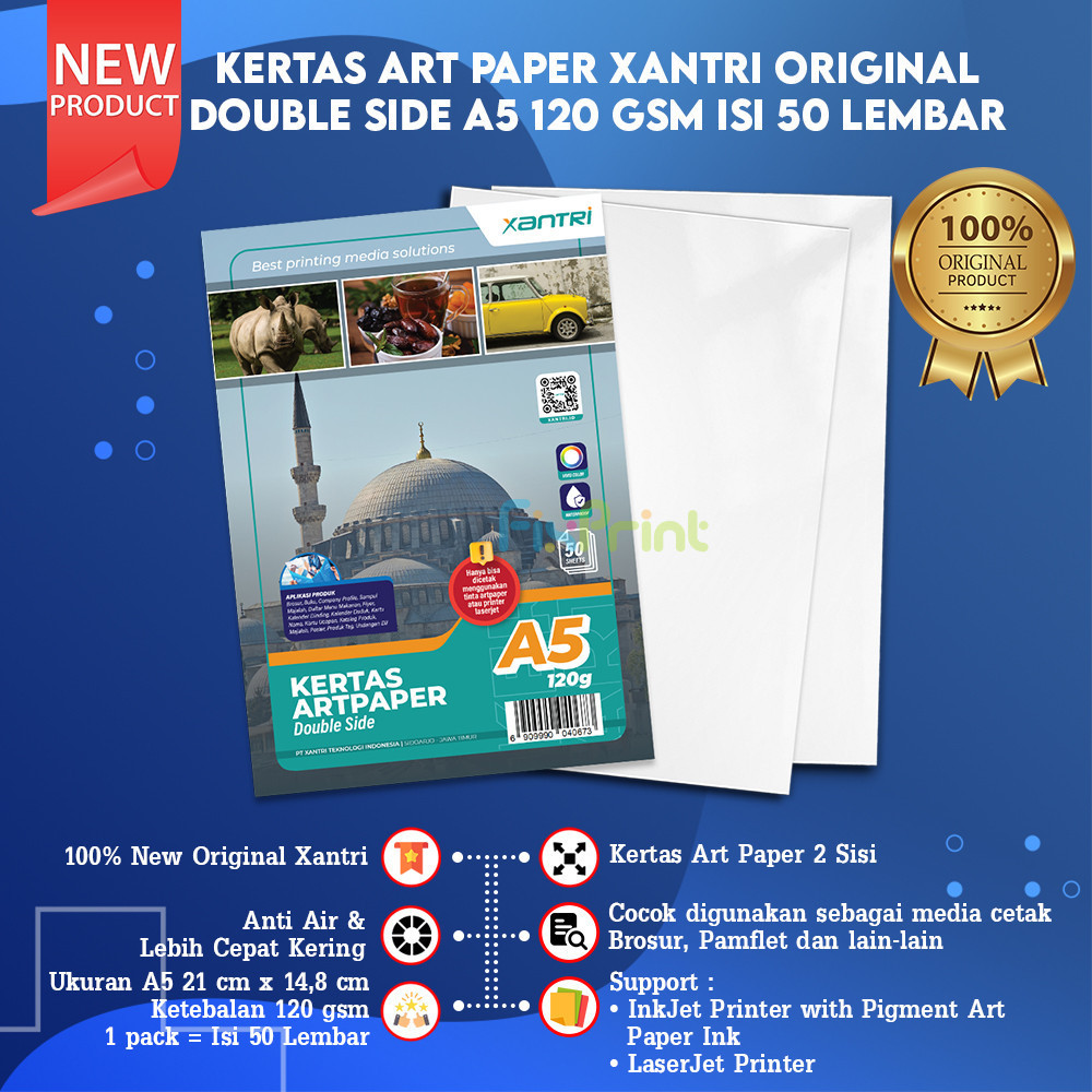 Jual 50 Sheets Kertas Photo Art Paper A5 120gsm 120 gsm Print Double ...