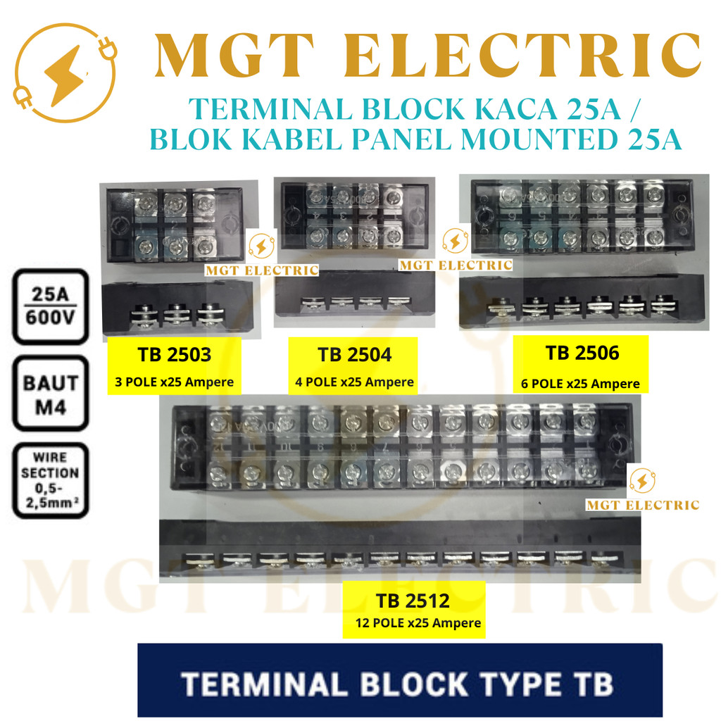 Jual Terminal Block Glass 25A / Terminal Blok Kaca Kabel Panel Mounted 25A | Shopee Indonesia