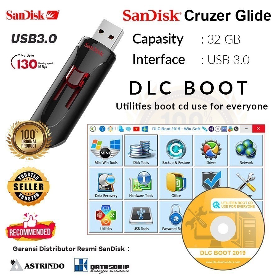 Jual Flashdisk Sandisk 32GB Original USB Bootable DLC Boot 2019 #DLC19 | Shopee Indonesia