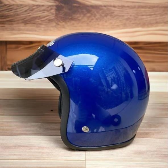 Jual Helm Slim Head Retro List Chrome Include Topi/Pet Vintage | Shopee ...