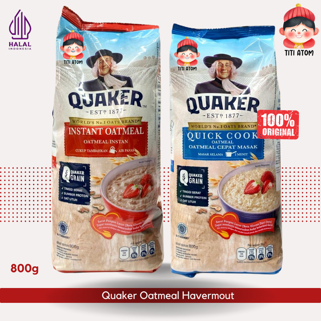 Jual Quaker Havermout Oatmeal 800gr Instant/Quick Cook | Shopee Indonesia