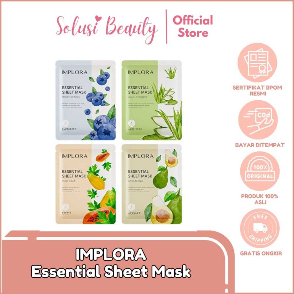 Jual IMPLORA ESSENTIAL SHEET MASK | Shopee Indonesia