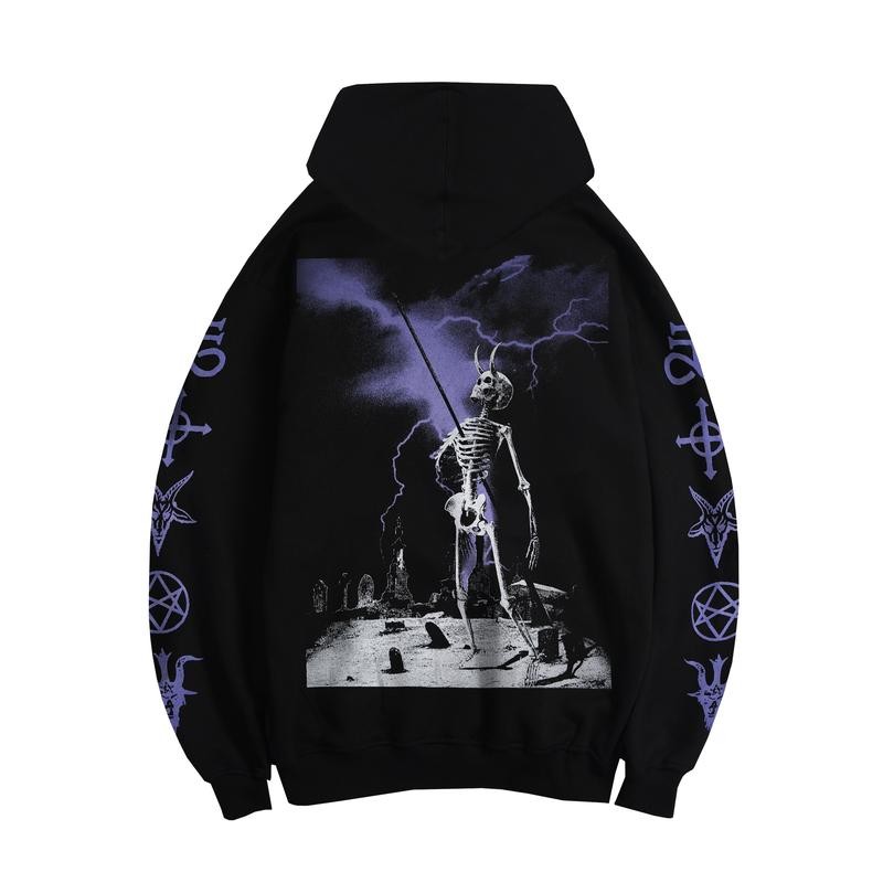 Jual MRJN - Black Hoodie Hollow fleece sweater | Shopee Indonesia