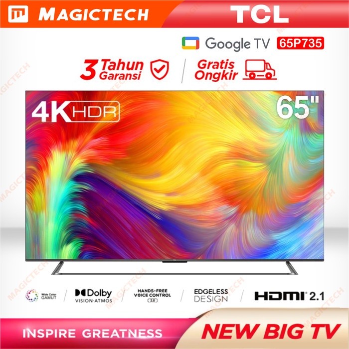 Jual TV LED TCL 65 INCH 65" SMART GOOGLE TV DOLBY ATMOS 4K UHD HDR ...