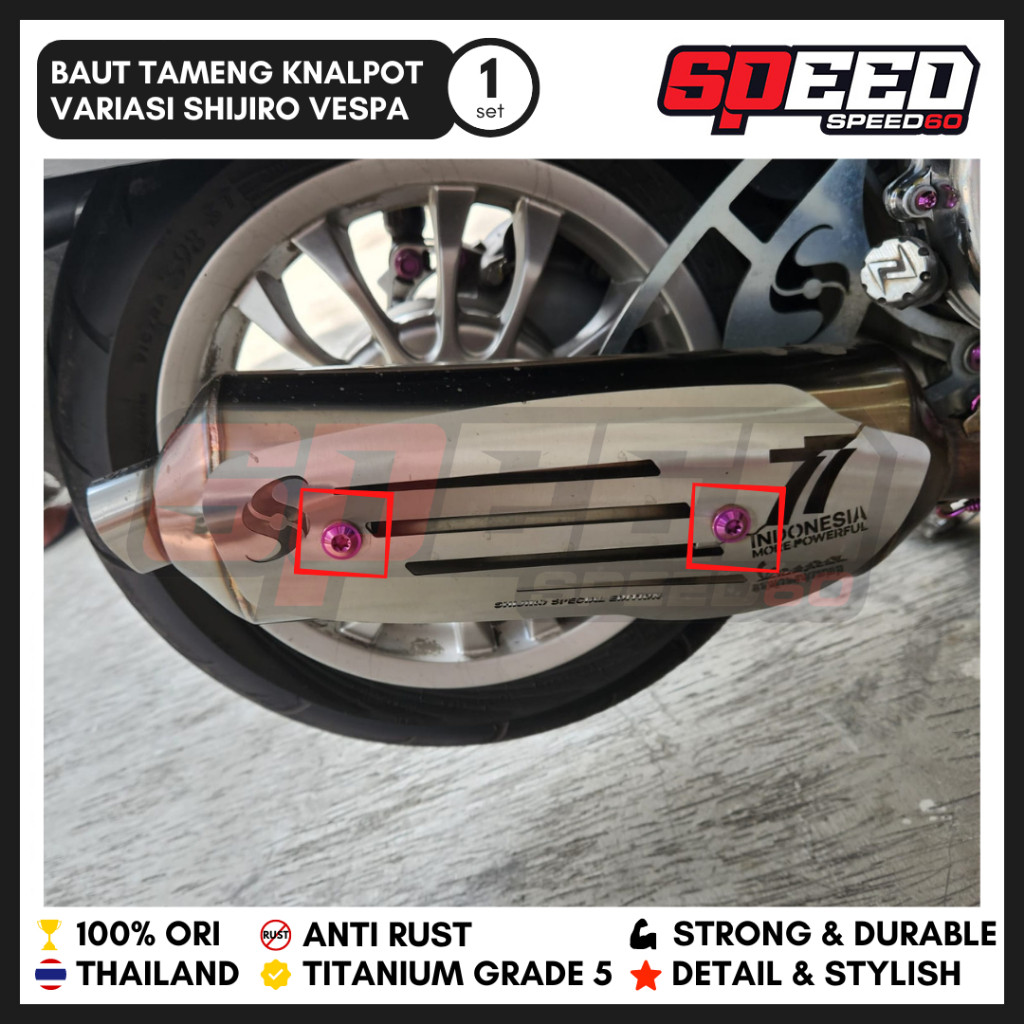 Jual Baut Tameng Knalpot Variasi Shijiro Vespa Baut Titanium Grade 5 ...