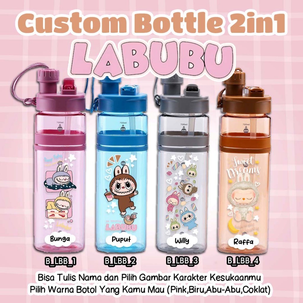 Jual Custom Botol Minuman - 2in1 & My Bottle - Gambar VIRAL LABUBU ...
